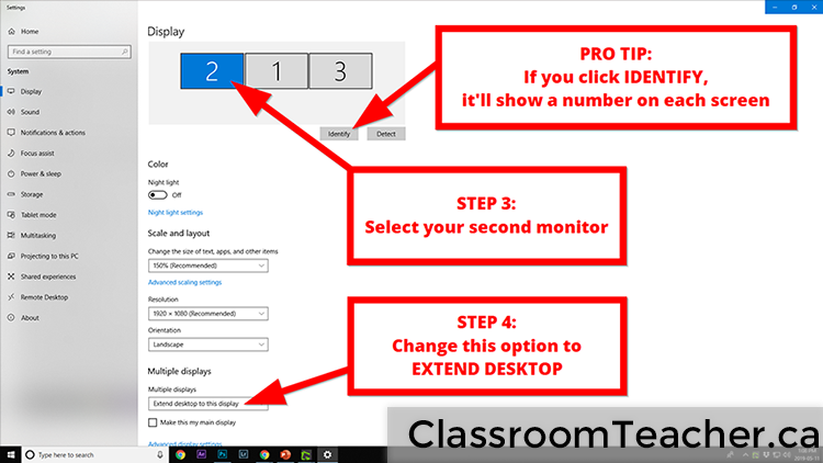 How to project computer to TV and show different display on laptop ...
