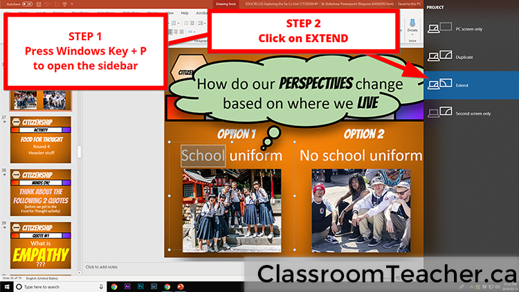 How to Show Different Display on Laptop Screen and Projector Screen/TV